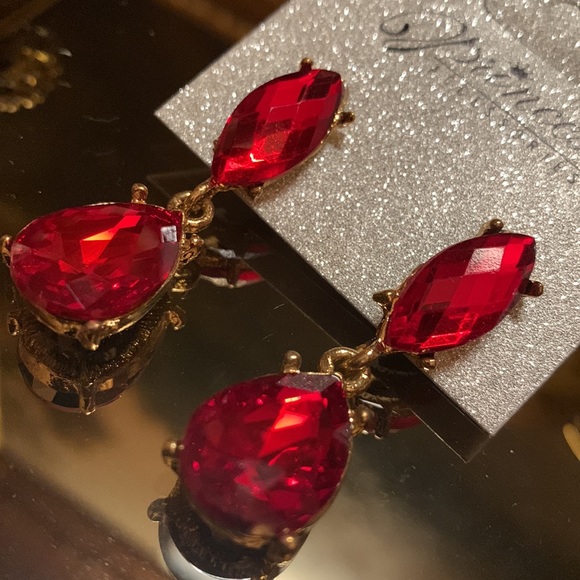Princess Accessories | Jewelry | Ruby Red Crystal Drop Earrings | Poshmark